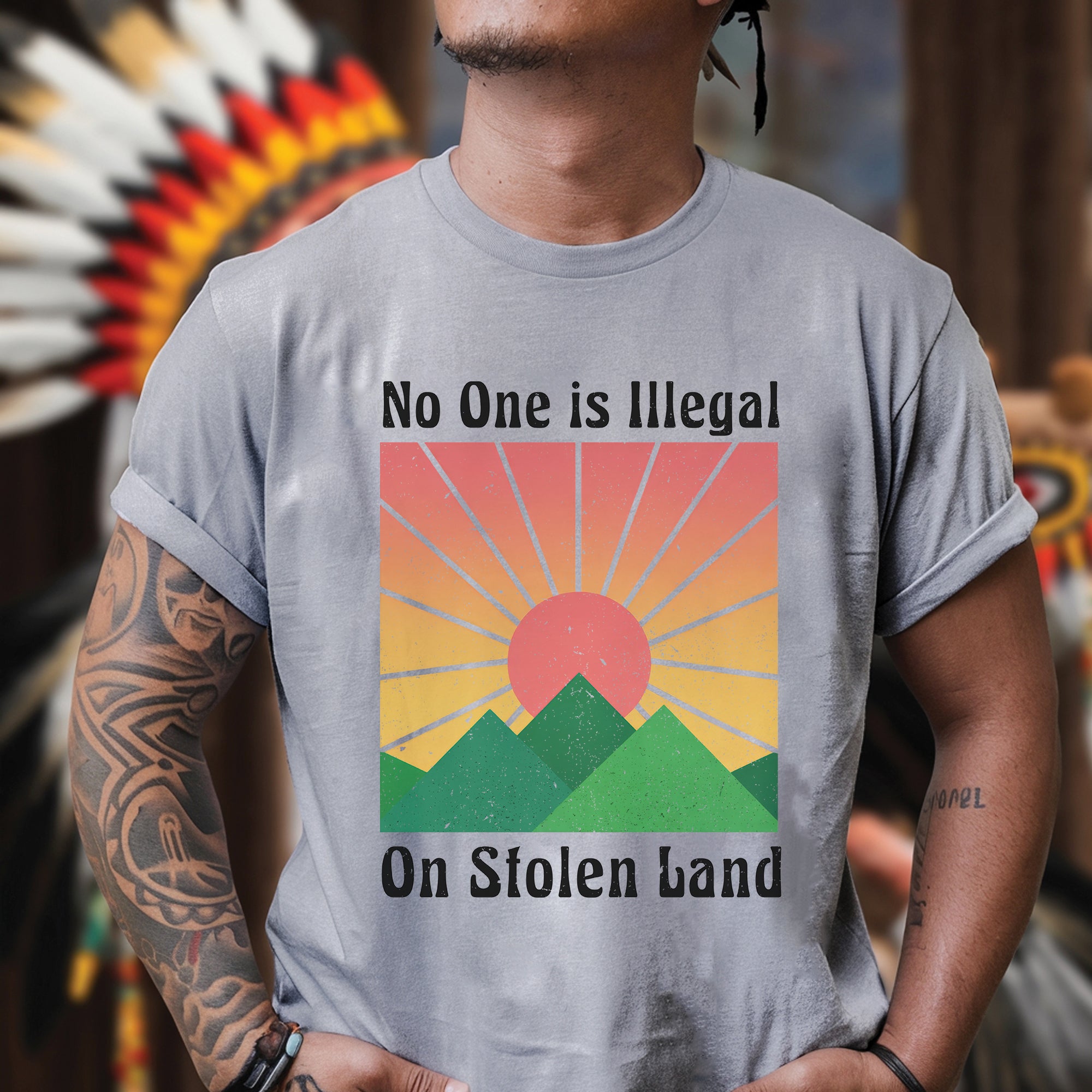 No One Is Illegal On Stolen Land Sun Symbol of Native Rights & Justice ...