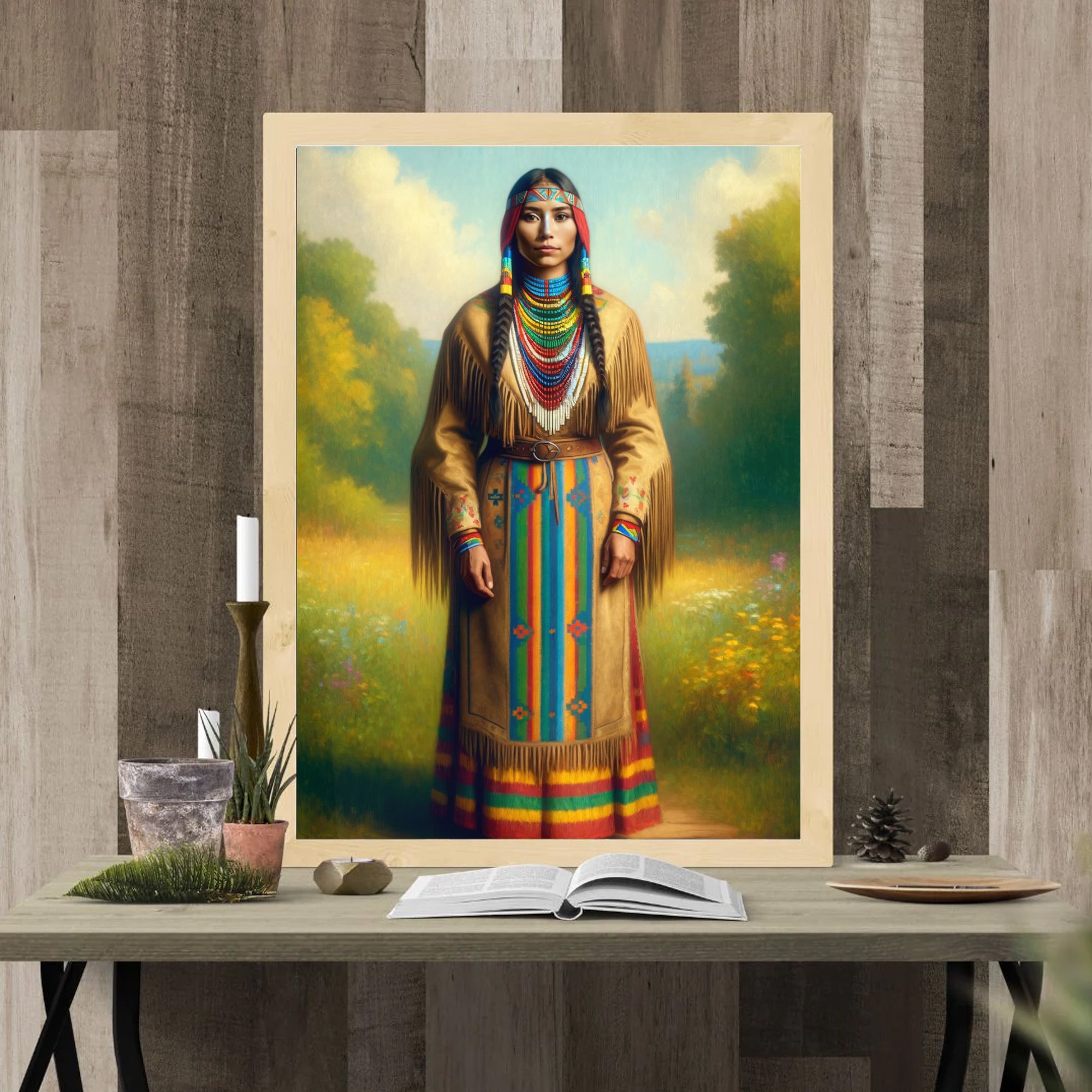 Custom Native American Women Standing Photo Canvas Art Gift Home Decor ...