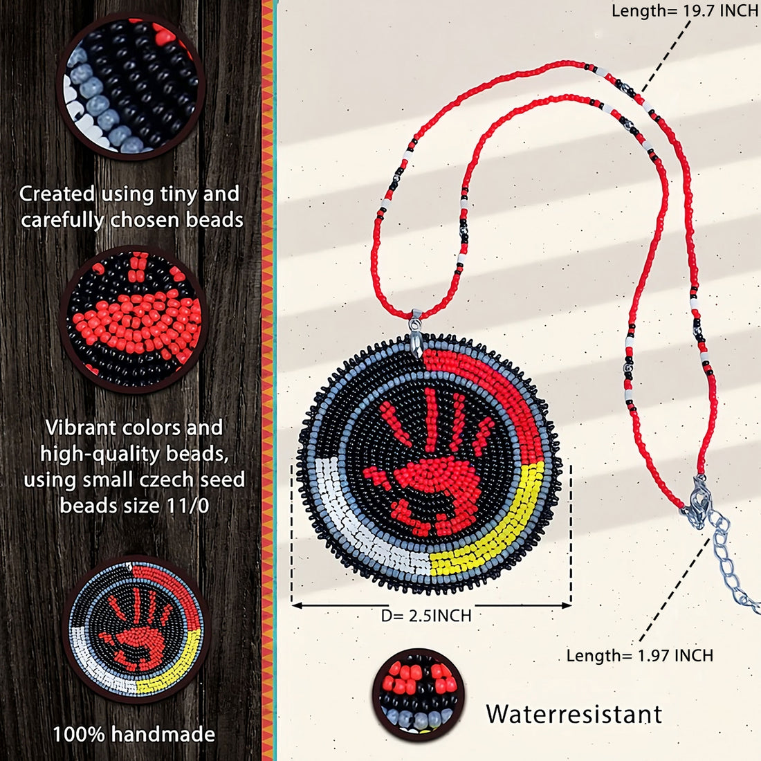 MMIW Handprint Handmade Beaded Patch Necklace Pendant WCS – Welcome ...
