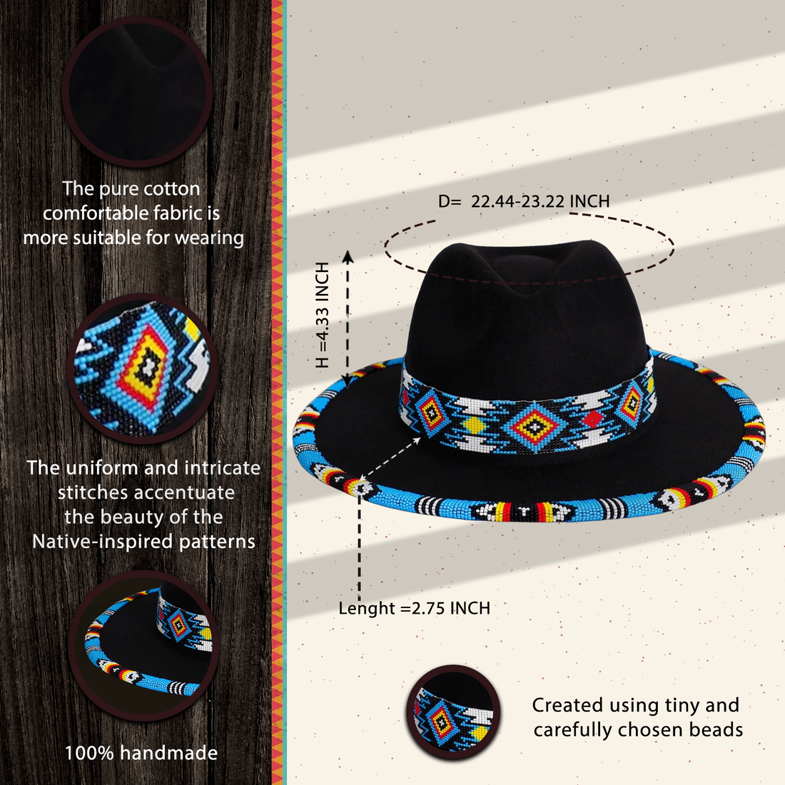 SALE 50% OFF - Payette Pattern Fedora Hatband For Men Women Beaded Bri ...