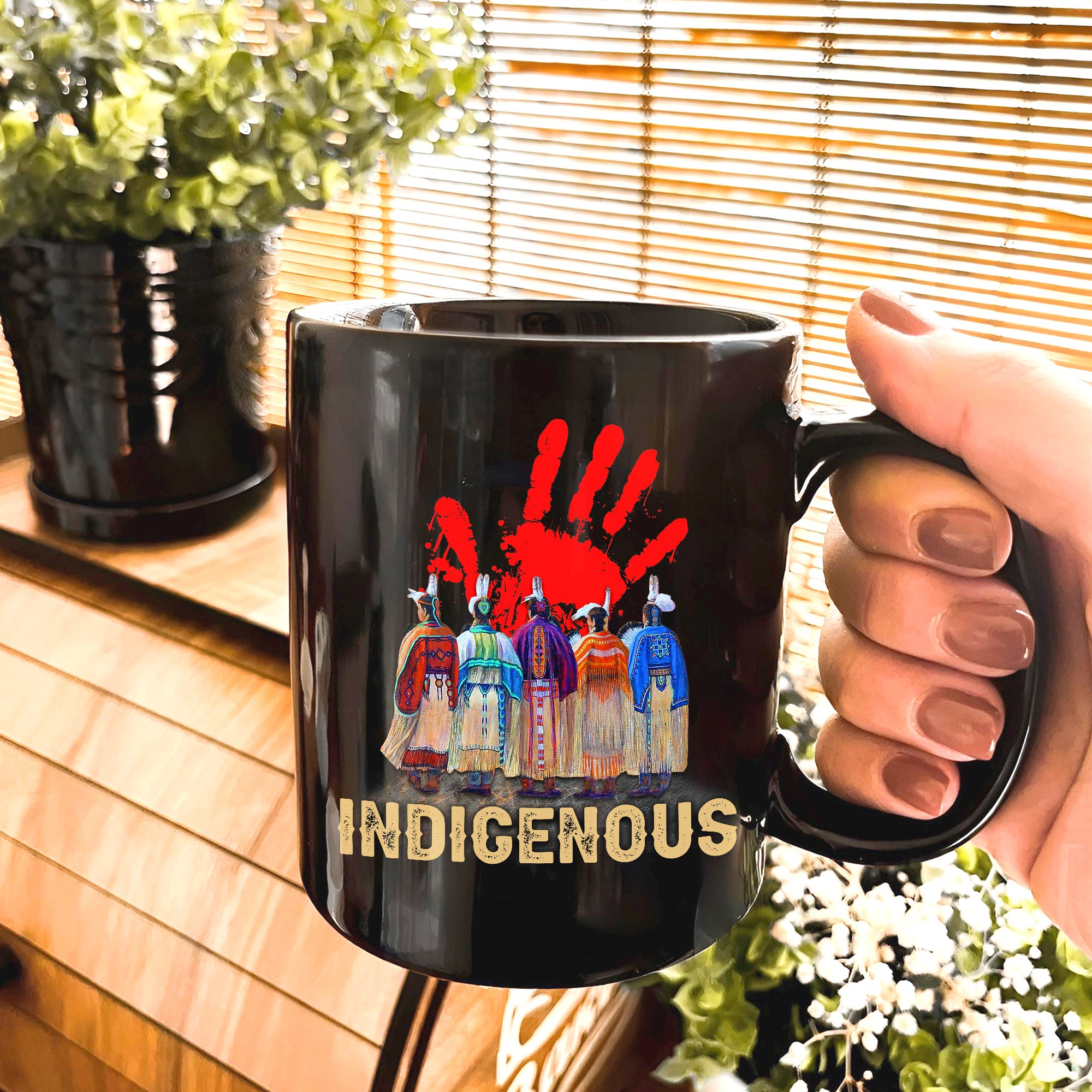 Mmiw Indigenous Woman Red Hand Together Ceramic Coffee Mug Welcome