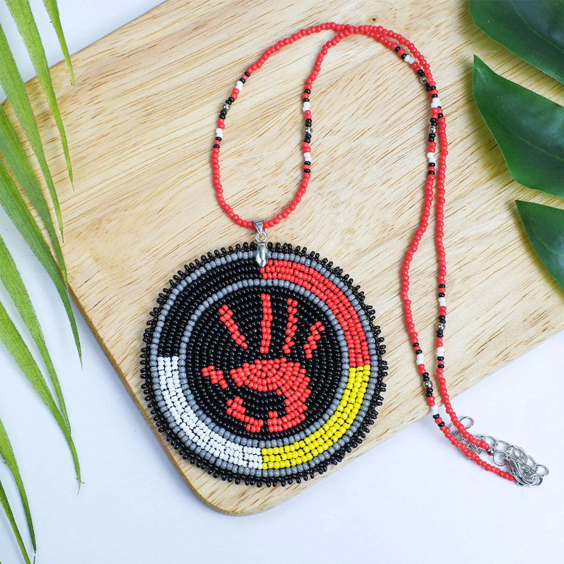 MMIW Handprint Handmade Beaded Patch Necklace Pendant WCS – Welcome ...