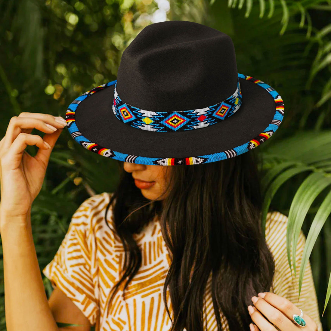 SALE 50% OFF - Payette Pattern Fedora Hatband For Men Women Beaded Bri ...