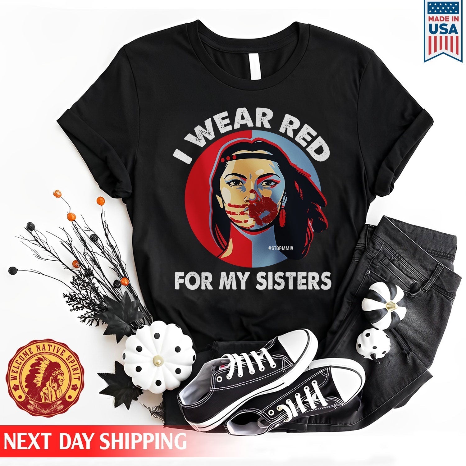 MMIW I Wear Red For My Sisters Red Hand Indigenous Women Unisex T-Shir ...